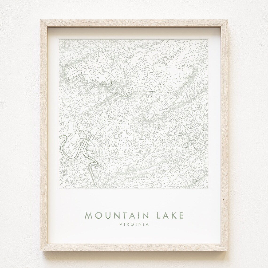 Mountain Lake VIRGINIA Hand Drawn Topographic Map Drawing (art Print ...