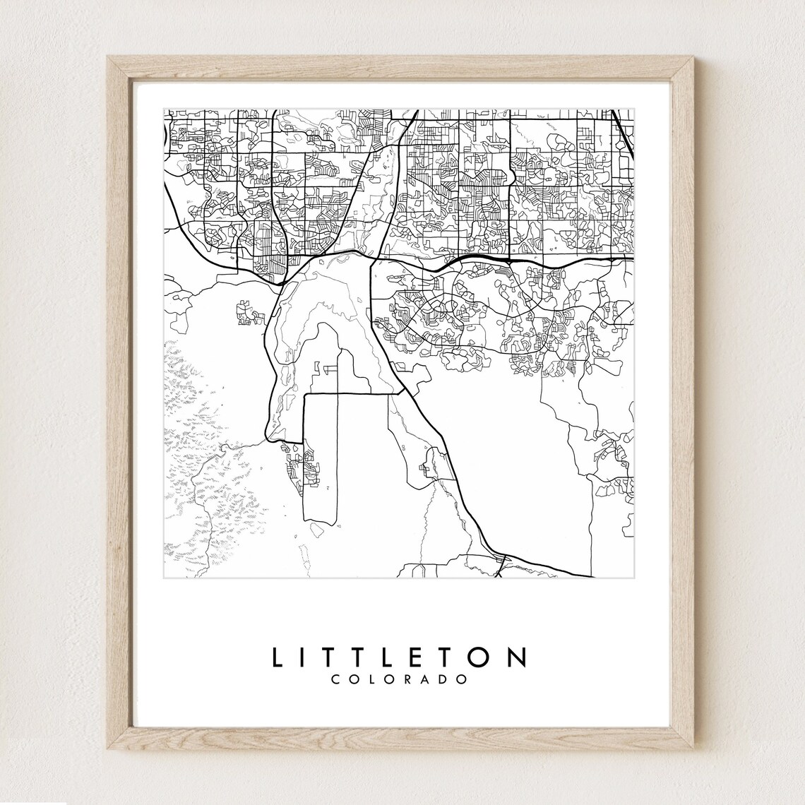 LITTLETON Map Street Map COLORADO City Map Drawing Black and | Etsy