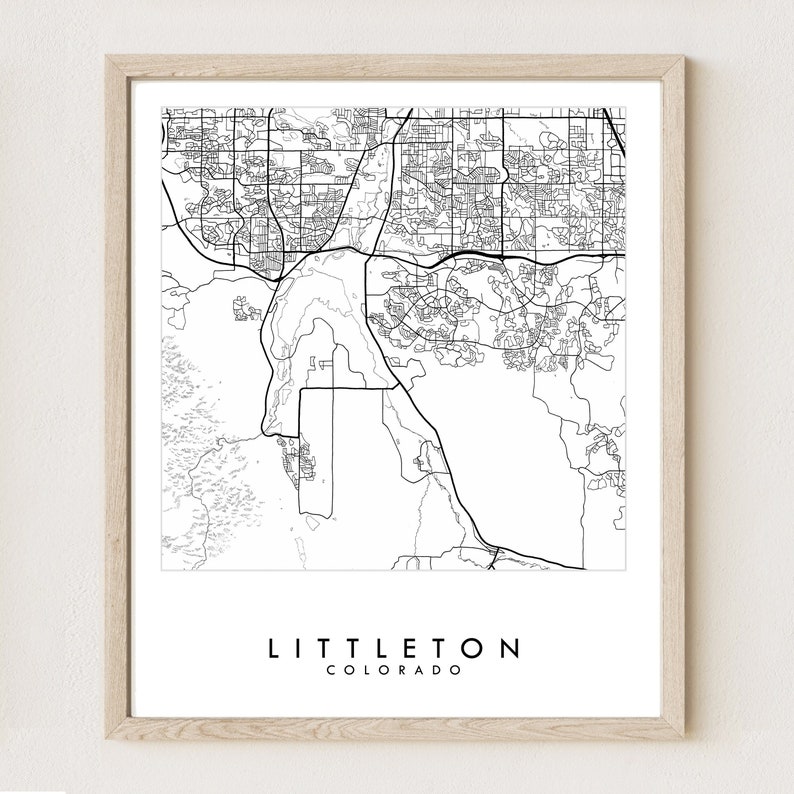 LITTLETON Map Street Map COLORADO City Map Drawing Black and | Etsy