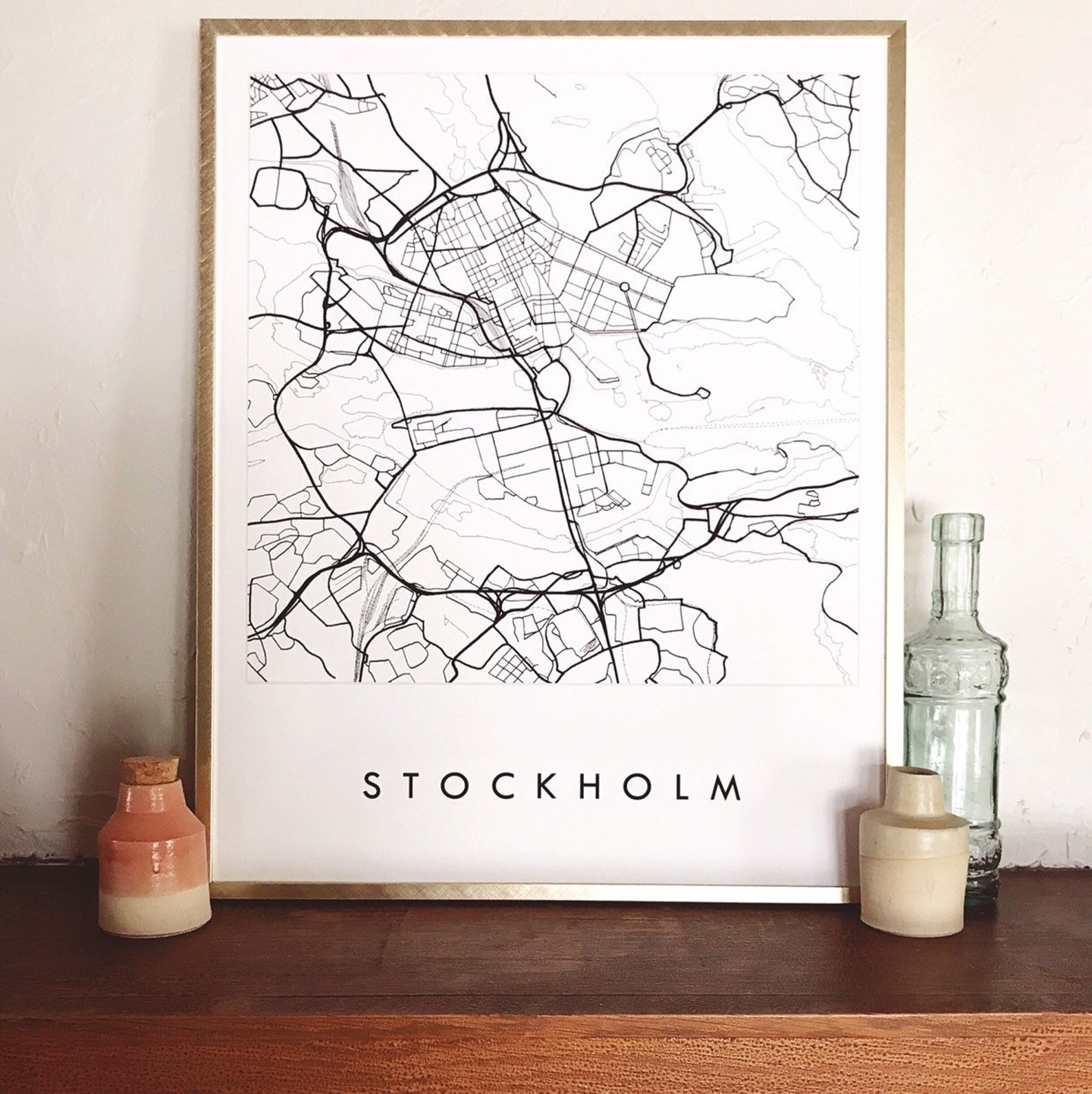 STOCKHOLM Map Hand Drawn Street Map SWEDEN City Map Drawing Black and ...