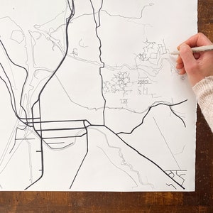 ITHACA Street Map NEW YORK City Map Drawing Black and White (art Print ...