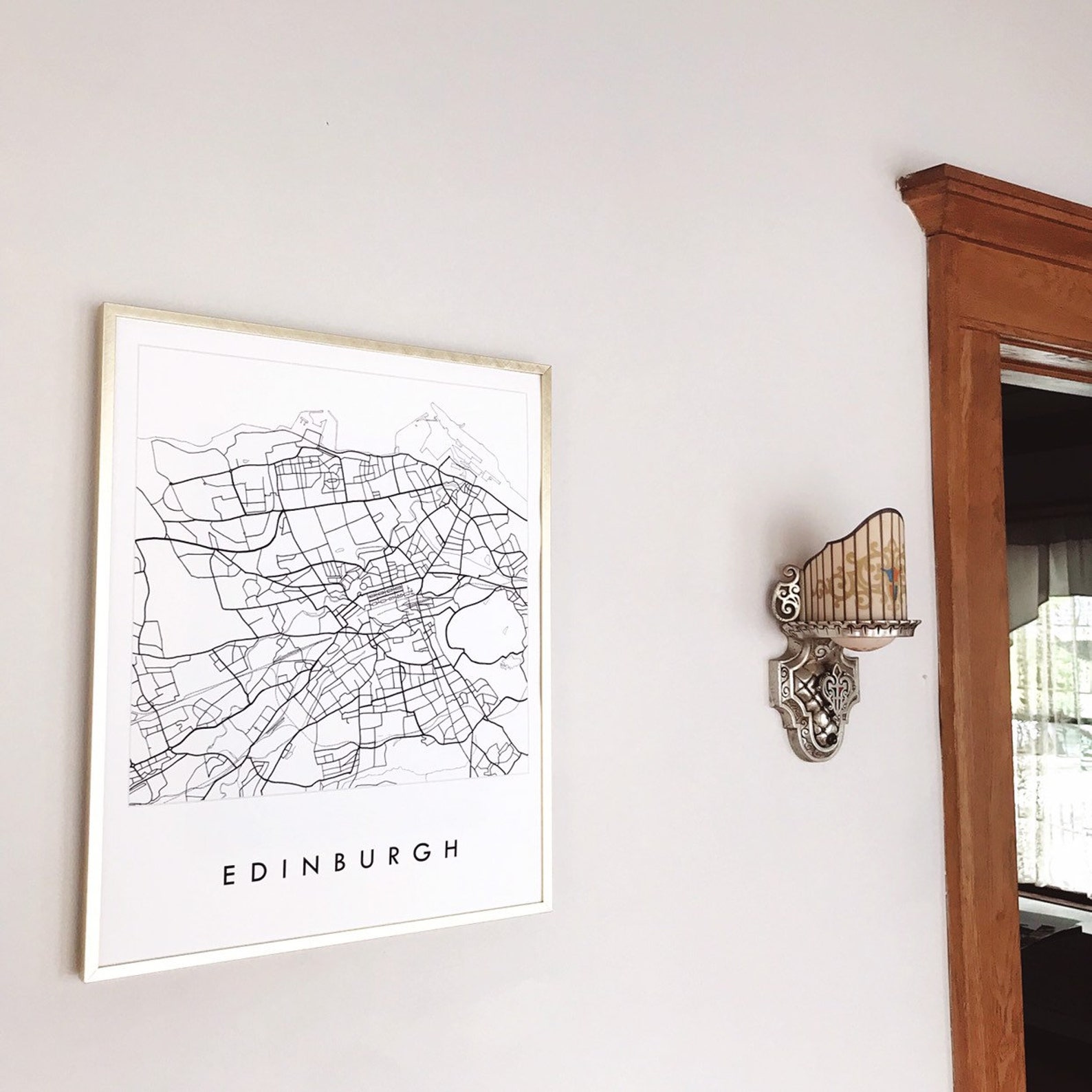 EDINBURGH Map Hand Drawn Street Map SCOTLAND City Map Drawing Black and ...