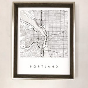 PORTLAND Map Street Map OREGON City Map Drawing Black and White (art ...