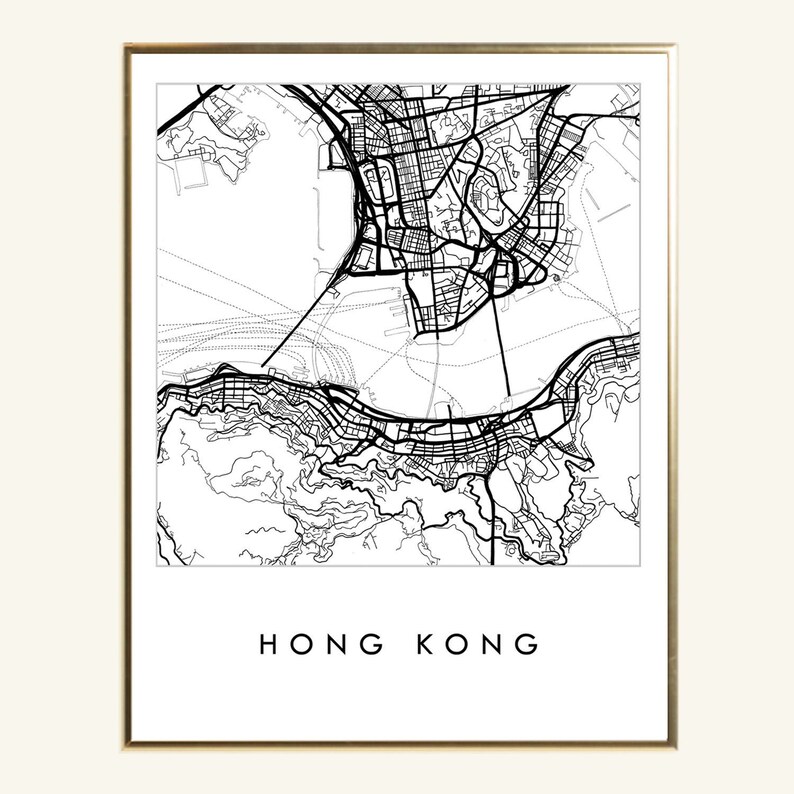 HONG KONG Map Hand Drawn Street Map China City Map Drawing - Etsy