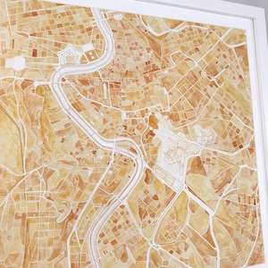 ROME Map Hand Painted Watercolor Map Print ITALY City Block Plan (art ...