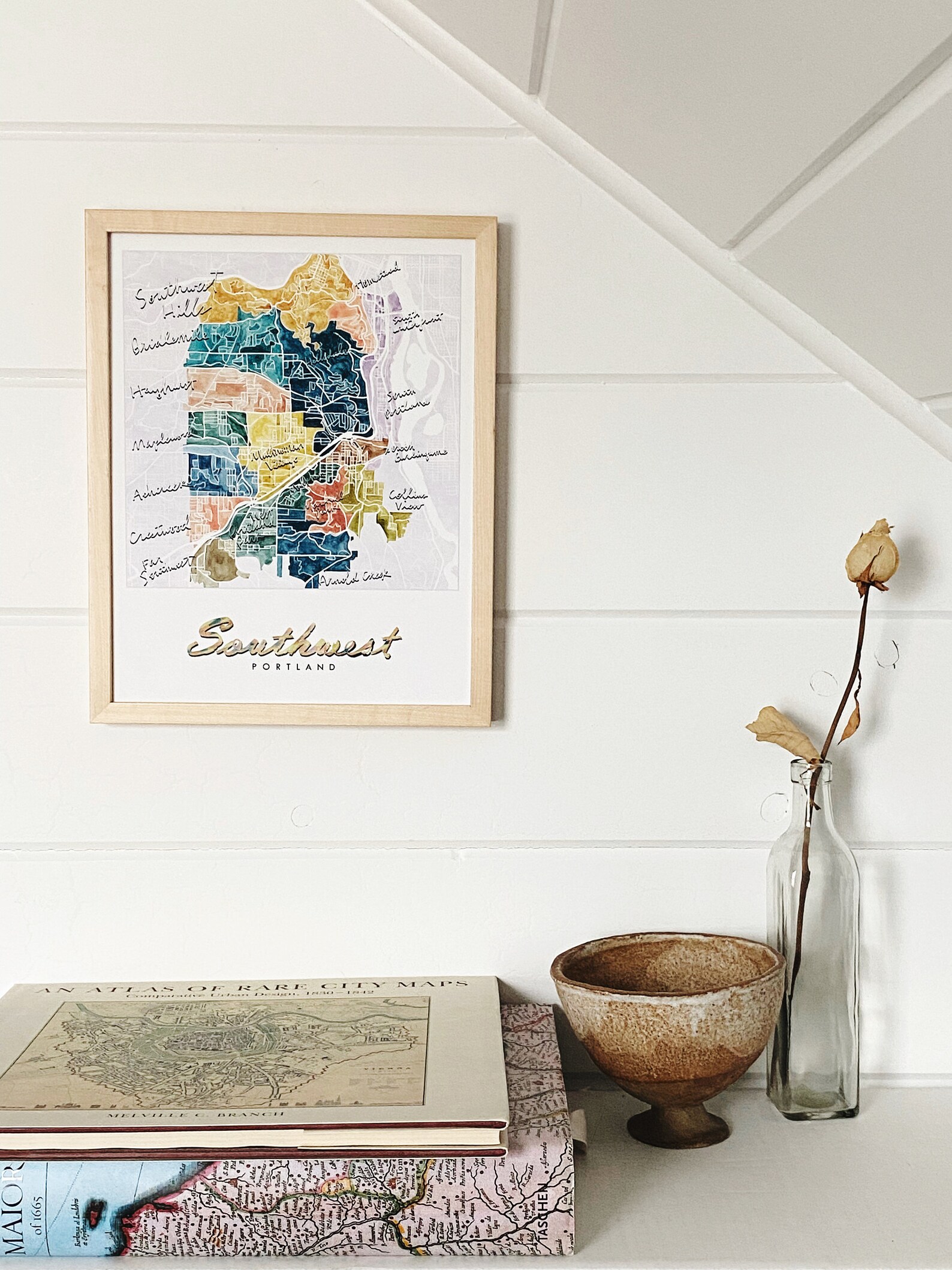 SOUTHWEST Portland Neighborhood Map Colorful Watercolor Print OREGON ...