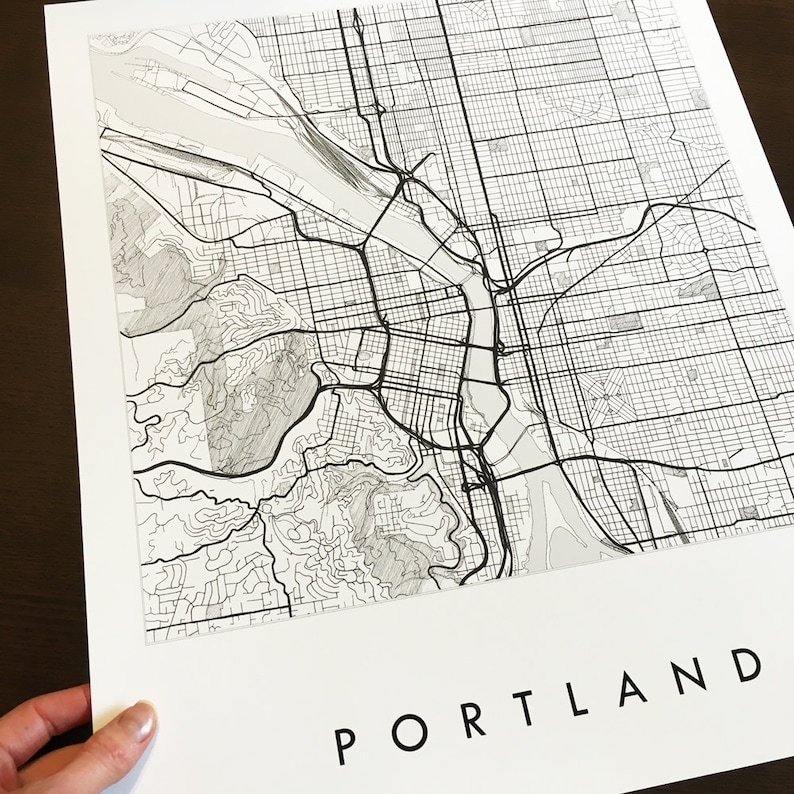 PORTLAND Map Street Map OREGON City Map Drawing Black and - Etsy