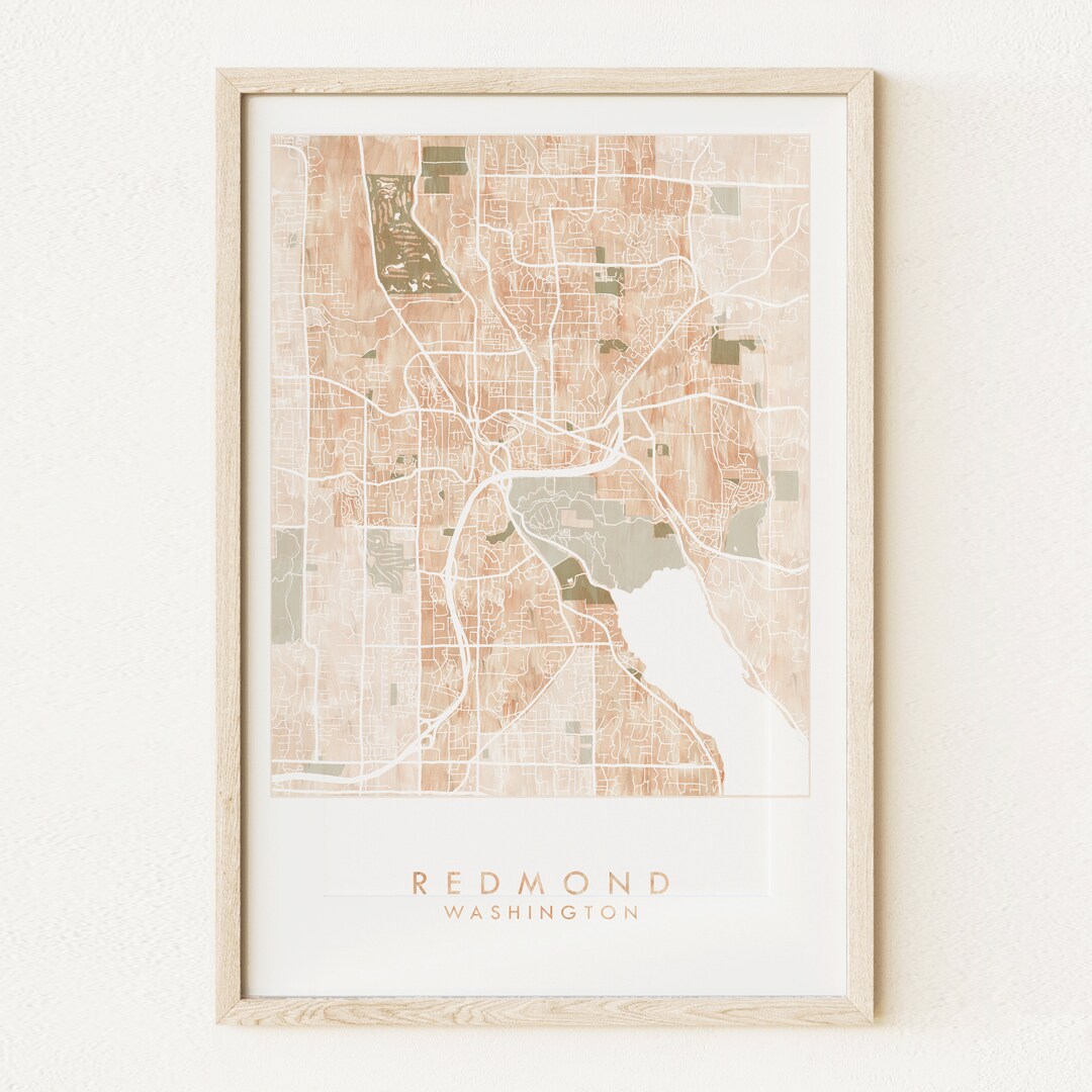 Redmond WASHINGTON City Map Watercolor Wash (art Print) Moving Realtor ...