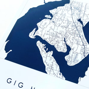 GIG HARBOR Map Hand Drawn Street Map WASHINGTON City Map Drawing ...