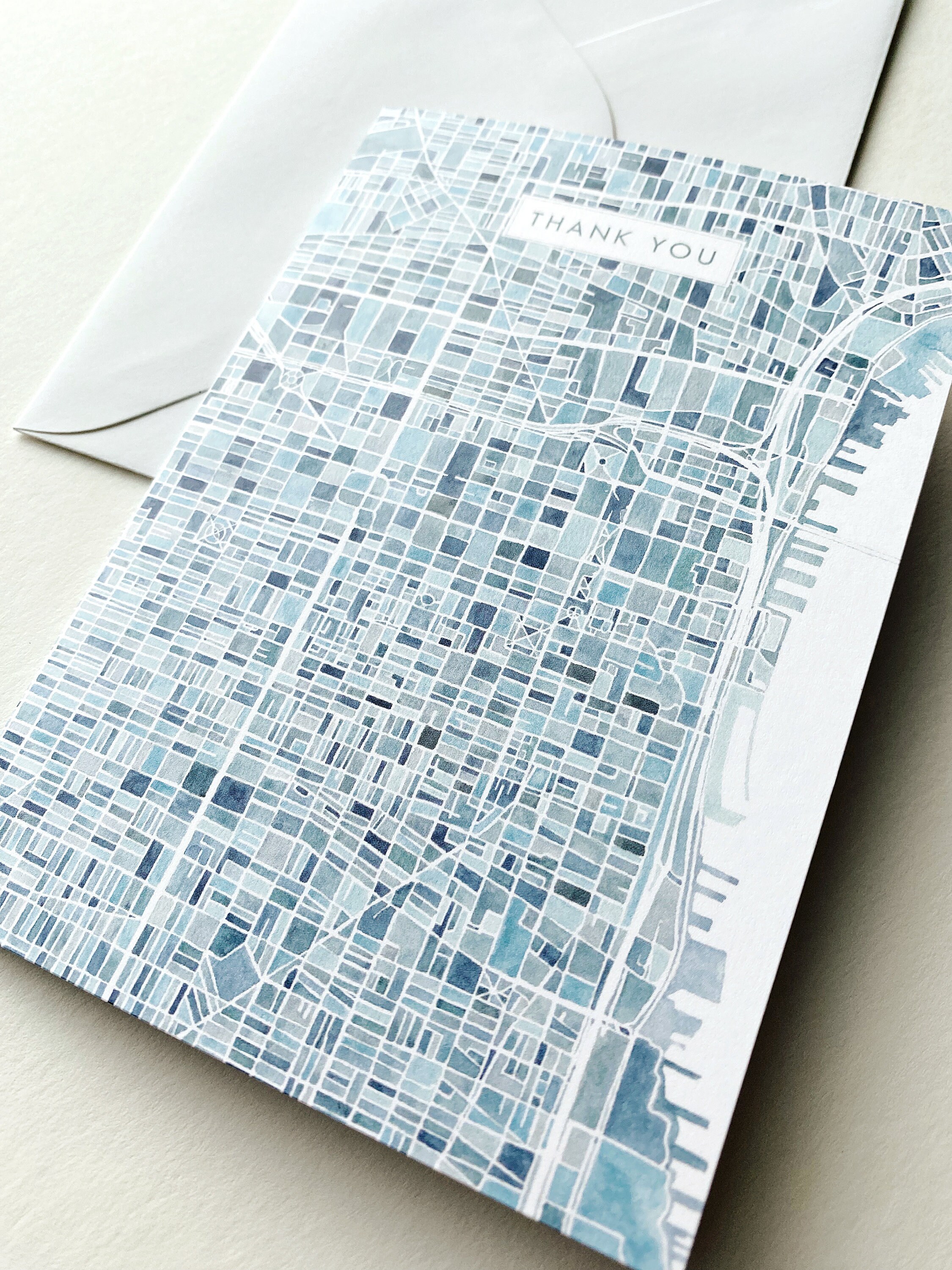 PHILADELPHIA Pennsylvania Thank You Card Watercolor City Map Folded ...
