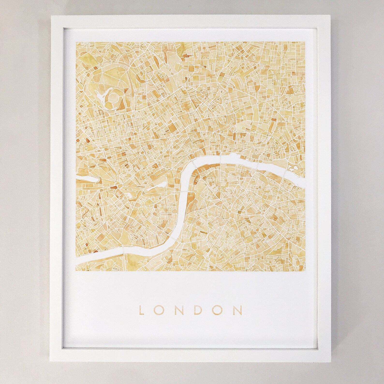 LONDON Map Hand Painted Watercolor Map Print UK City Block - Etsy