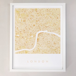 LONDON Map Hand Painted Watercolor Map Print UK City Block Plan (art ...