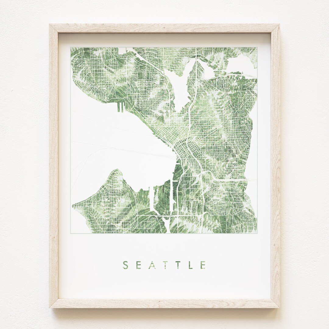 SEATTLE Map Ferns Botanical Map Painting WASHINGTON (art Print) Flora ...