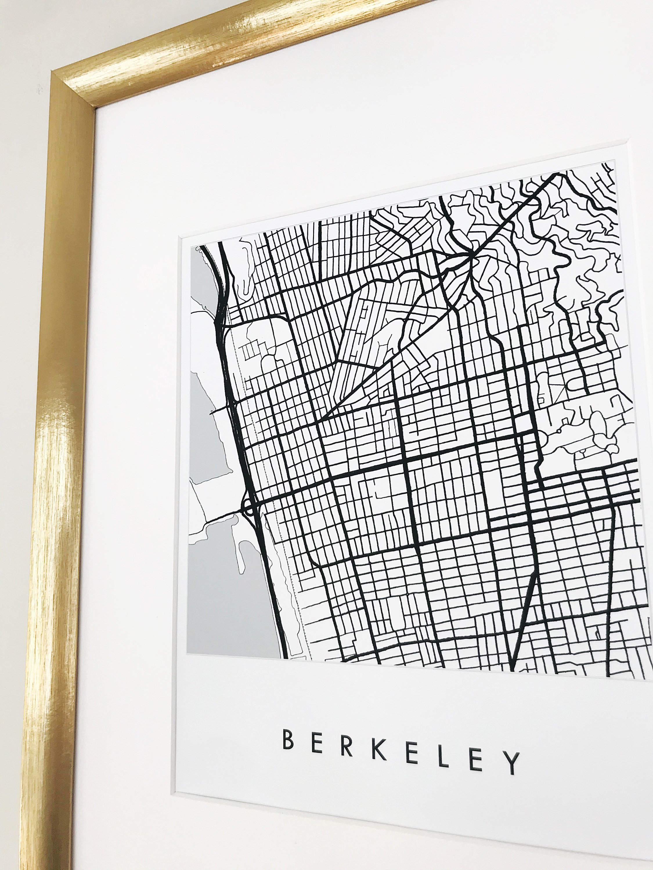 BERKELEY California Map Street Map Drawing Black and White | Etsy