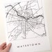 WATERTOWN New York Map Hand Drawn Street Map Drawing Black and White ...