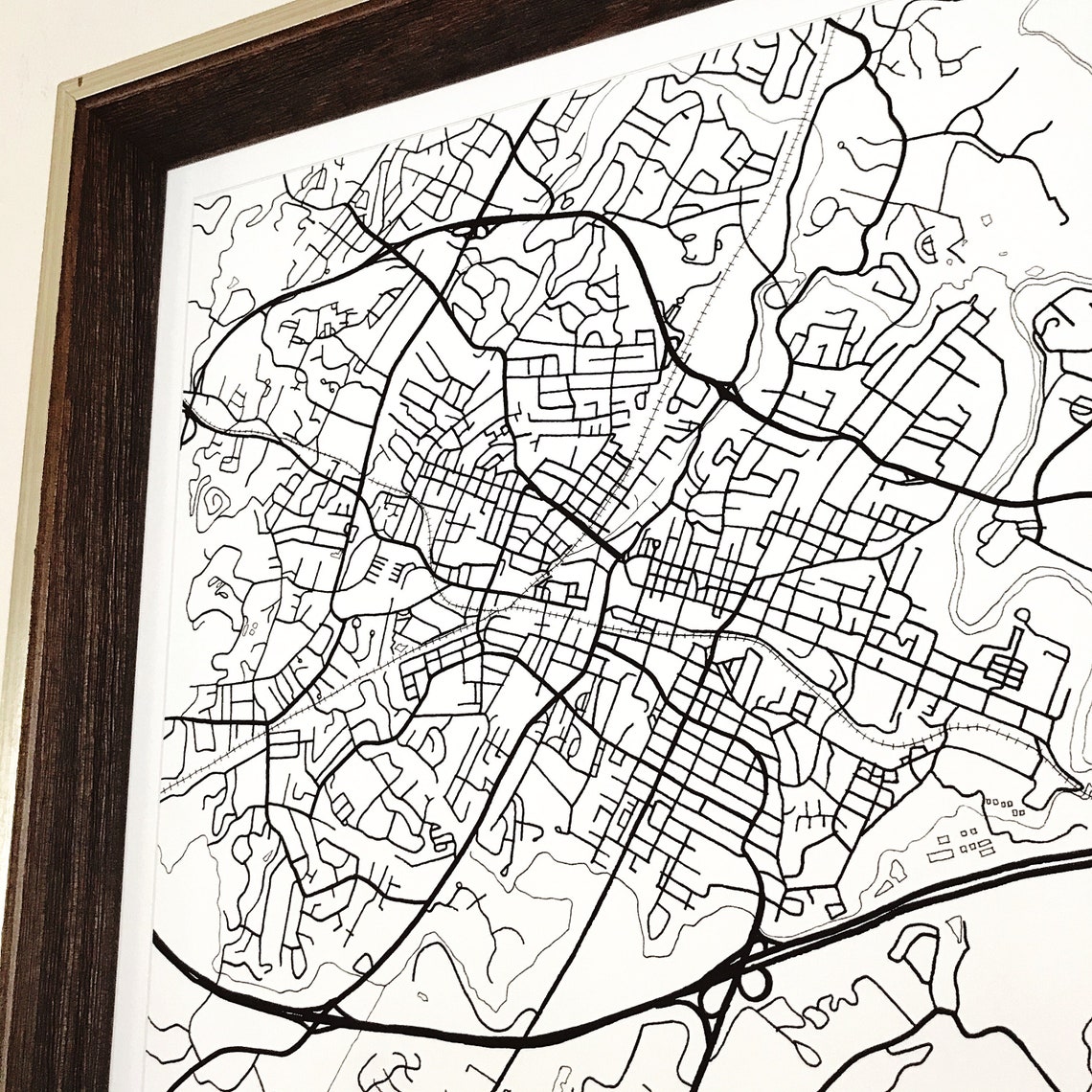 CHARLOTTESVILLE Virginia Map Street Map Drawing Black and - Etsy