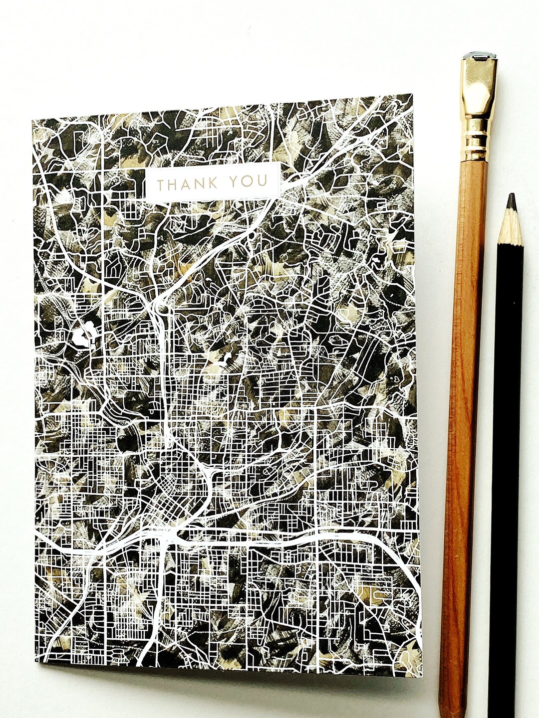 ATLANTA Georgia Map Thank You Card Watercolor City Map Greeting Card ...