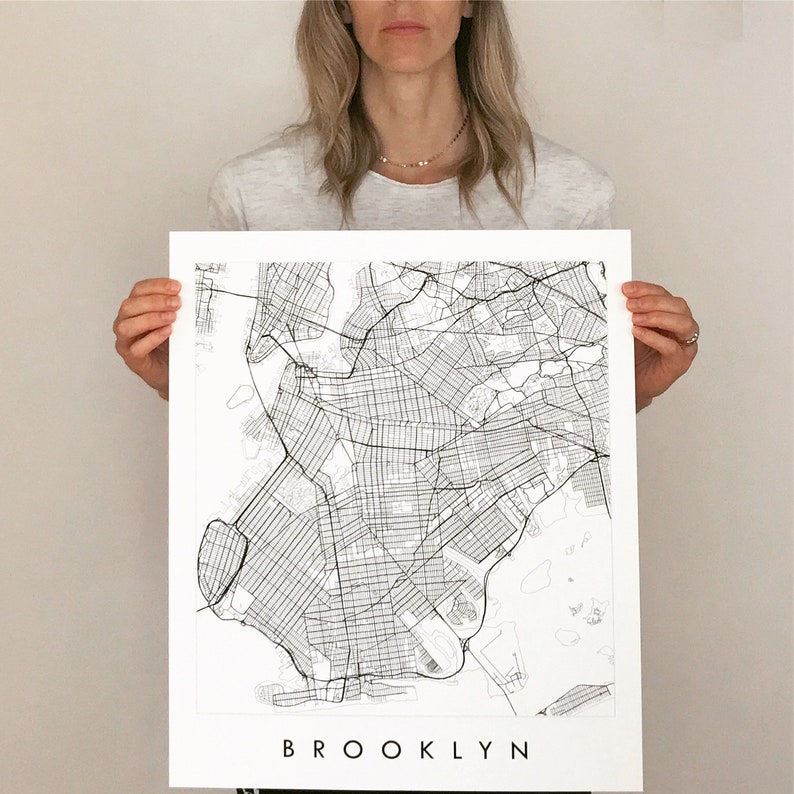BROOKLYN Map Street Map NEW YORK City Map Drawing Black and | Etsy