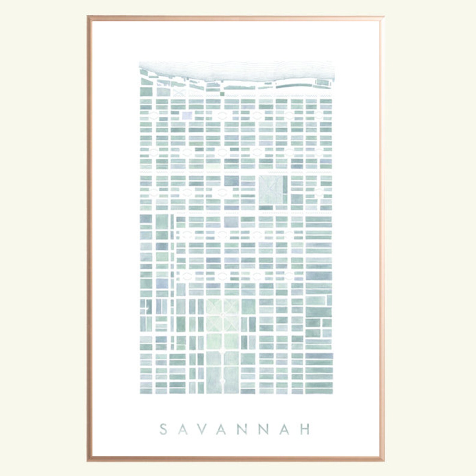 SAVANNAH Map Watercolor Print GEORGIA City Map Block Plan art - Etsy