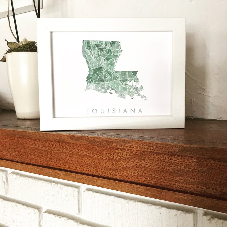 LOUISIANA Watercolor State MAP art Print Custom Your Town - Etsy