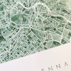 VIENNA Map Hand Painted Watercolor Map Print AUSTRIA City Block Plan ...