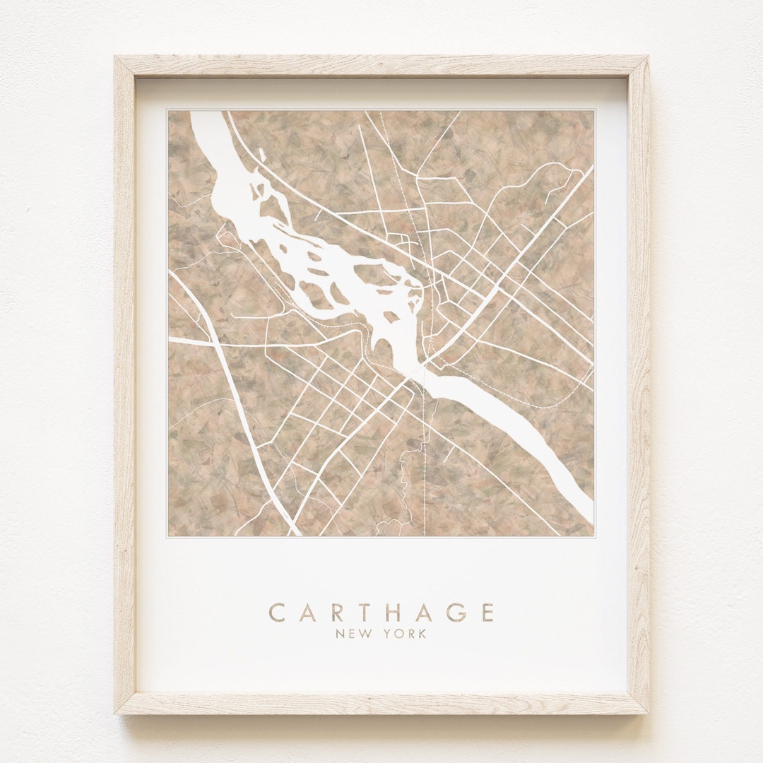 CARTHAGE New York Map Watercolor Wash (art Print) Black River Wedding ...