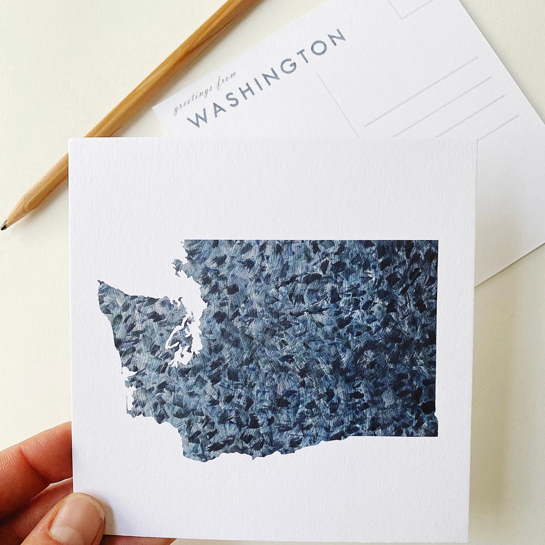 WASHINGTON Watercolor Map POSTCARD US State Map Wedding Favor Souvenir ...