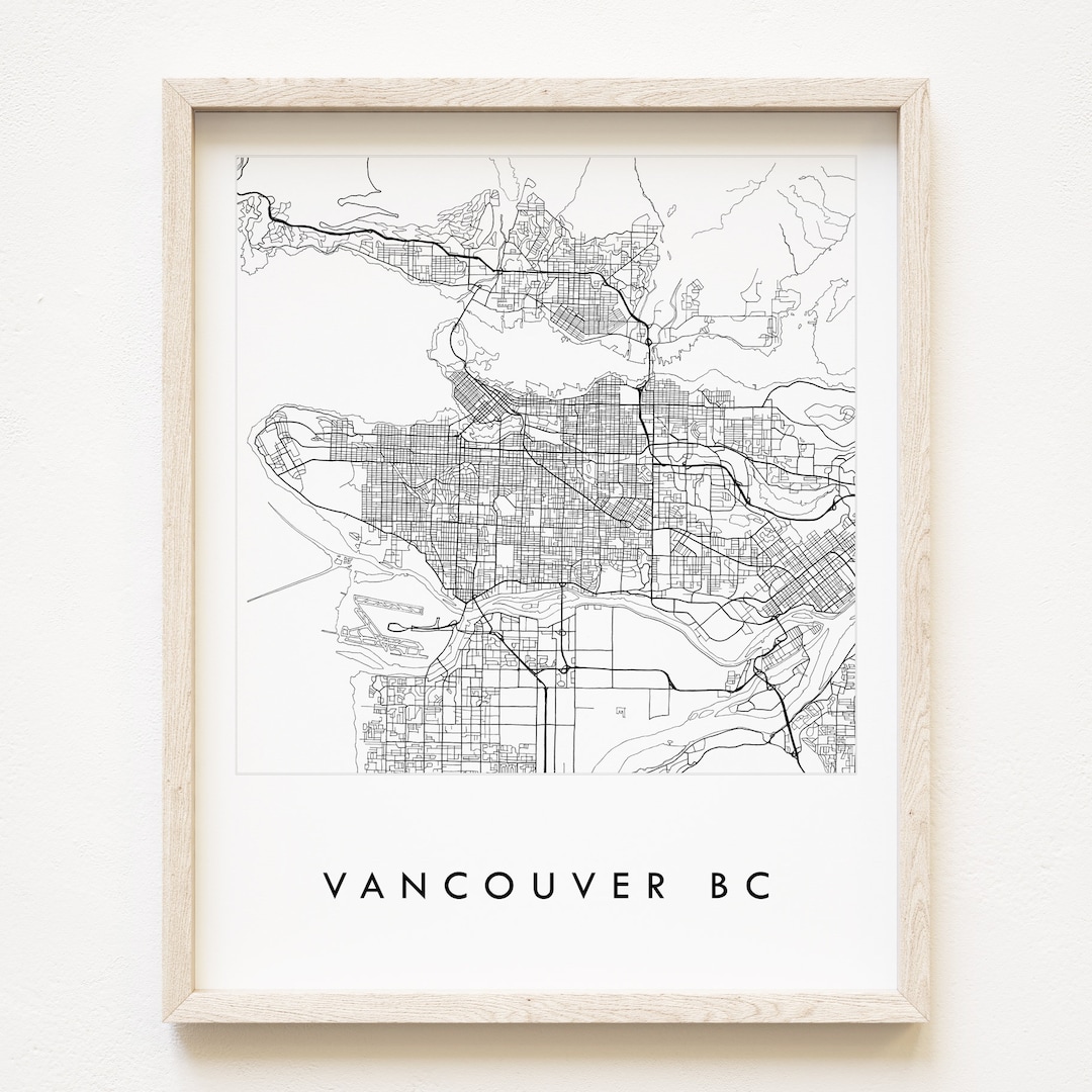 VANCOUVER British Columbia Map Hand Drawn Street Map BC Canada Map ...
