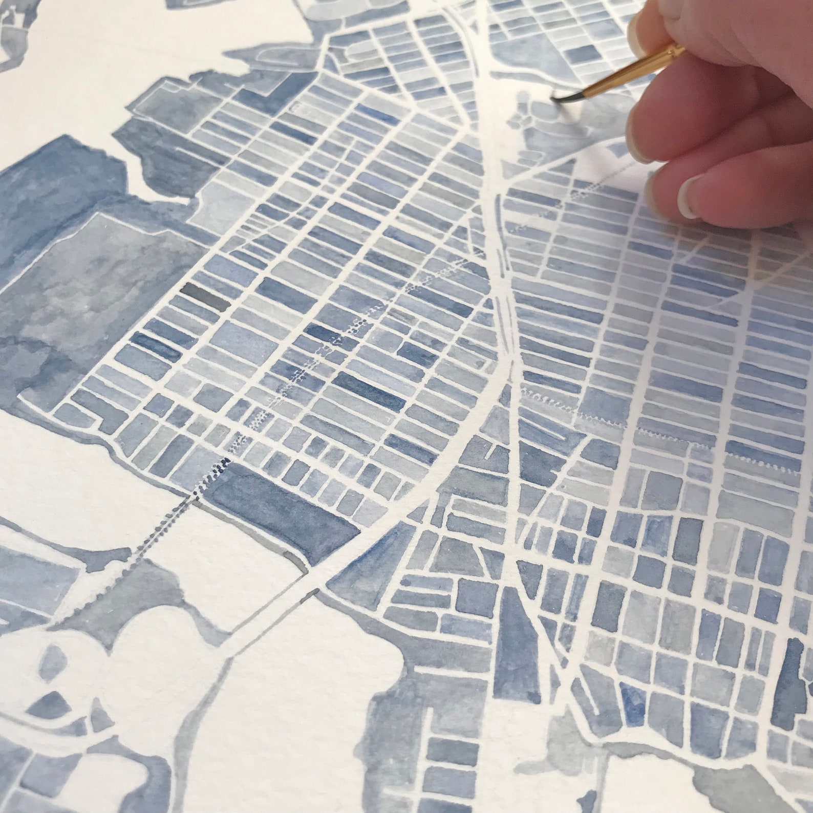 ASTORIA Queens Map Watercolor Print New York City Map Block - Etsy