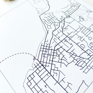 STEILACOOM Map Hand Drawn Street Map WASHINGTON City Map Drawing Black ...