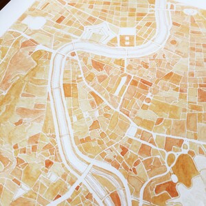 ROME Map Hand Painted Watercolor Map Print ITALY City Block Plan (art ...