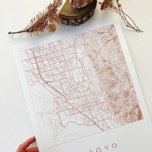 PROVO Hand Drawn Map Topographical City Map Utah Drawing Black White ...