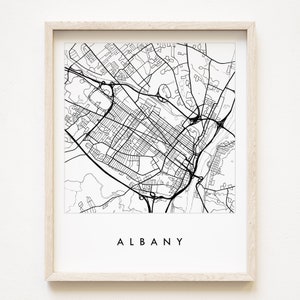 ALBANY Street Map NEW York City Map Drawing Black and White (art Print ...