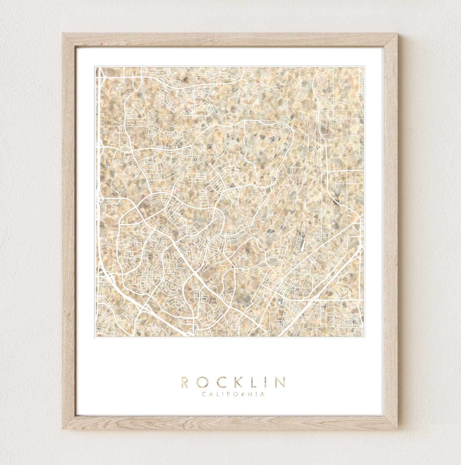 ROCKLIN Map Urban Fabric Watercolor Texture Painting | Etsy