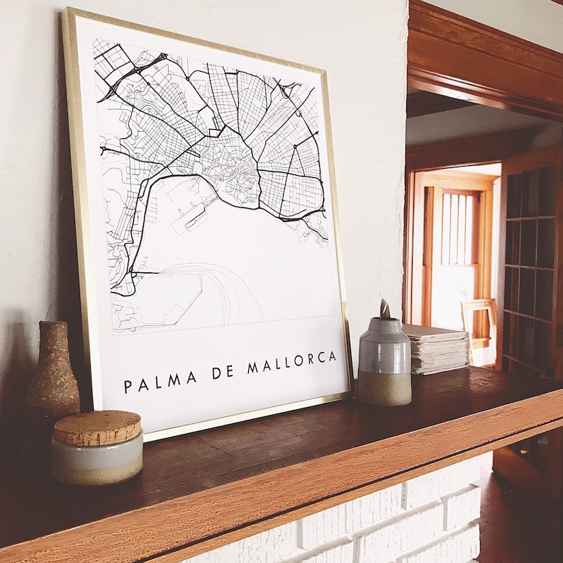 PALMA De MALLORCA Map Hand Drawn Street Map SPAIN City Map - Etsy