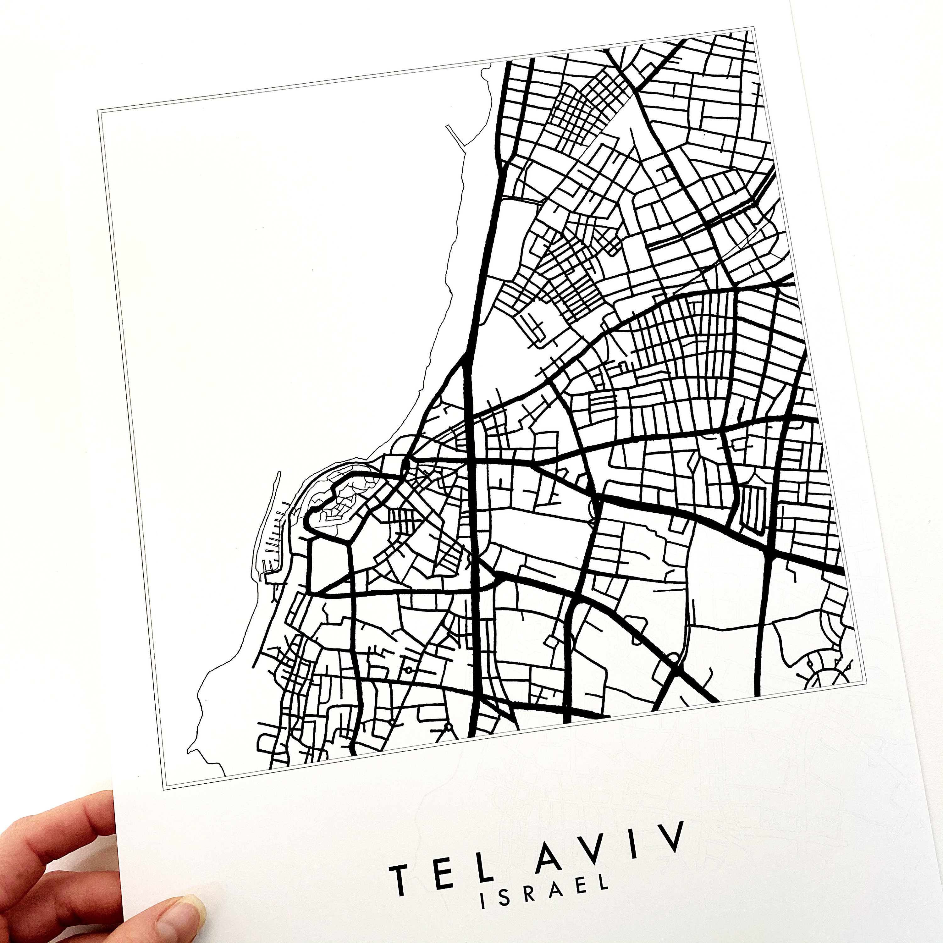 TEL AVIV Yafo Jaffa Map Hand Drawn Street Map Israel City Map Drawing ...