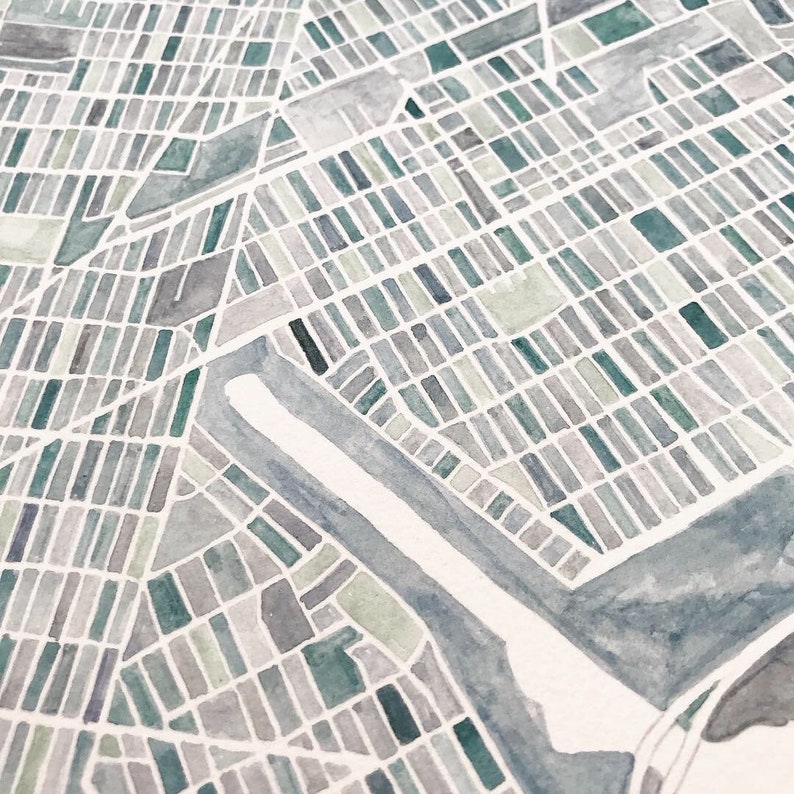 8 Custom Watercolor Map YOUR NEIGHBORHOOD Block Plan - Etsy