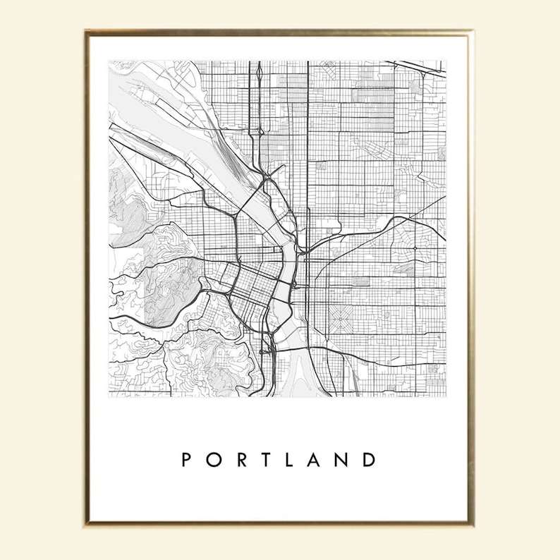 PORTLAND Map Street Map OREGON City Map Drawing Black and - Etsy
