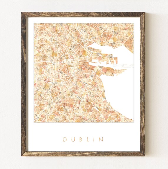 DUBLIN Map Urban Fabric Watercolor Texture Painting IRELAND - Etsy