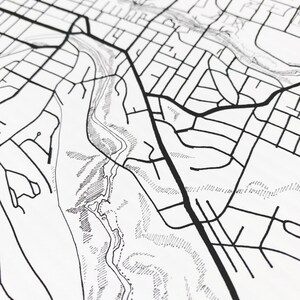 ITHACA Street Map NEW YORK City Map Drawing Black and White (art Print ...