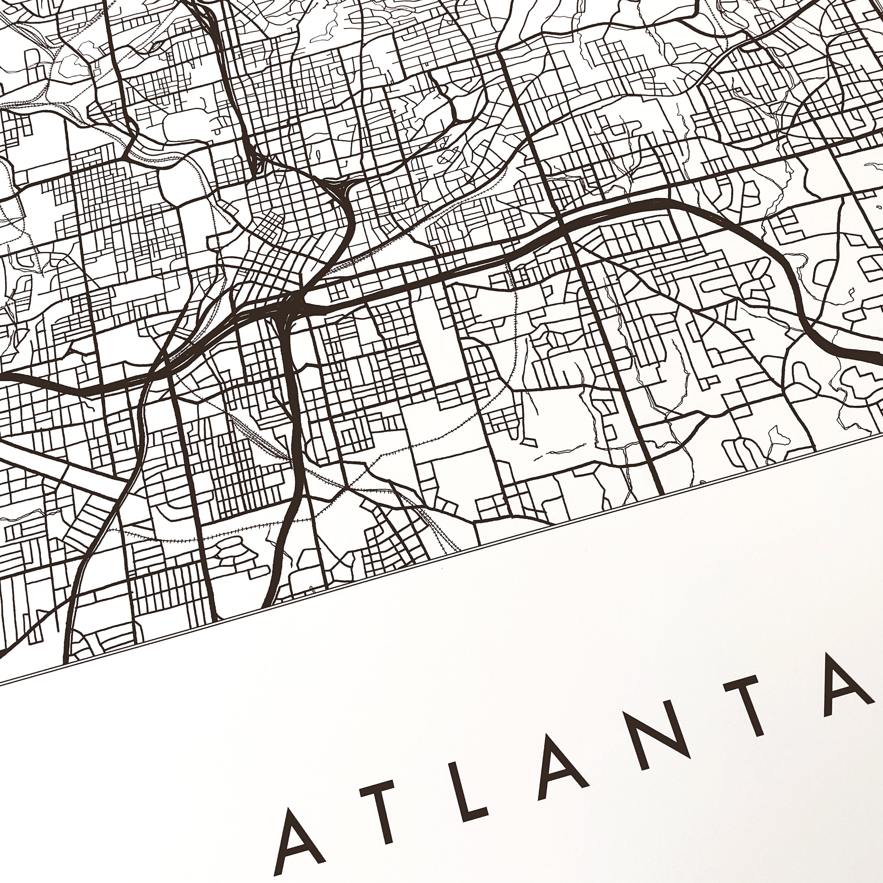 ATLANTA Map Street Map Georgia City Map Drawing Black and | Etsy