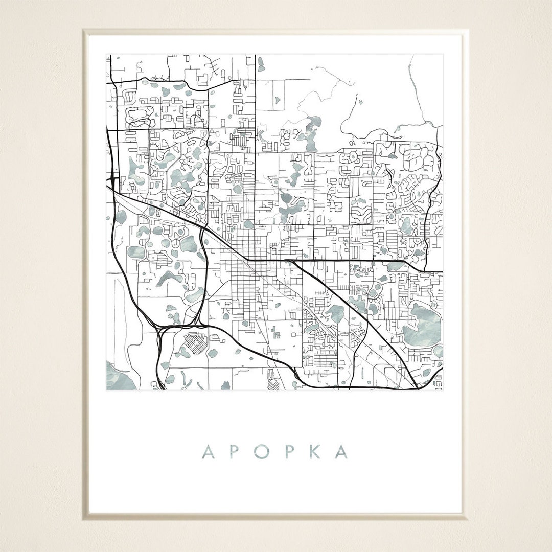 APOPKA Street Map FLORIDA City Map Drawing Black and White and - Etsy