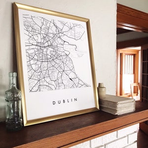 DUBLIN Map Hand Drawn Street Map IRELAND City Map Drawing Black and ...