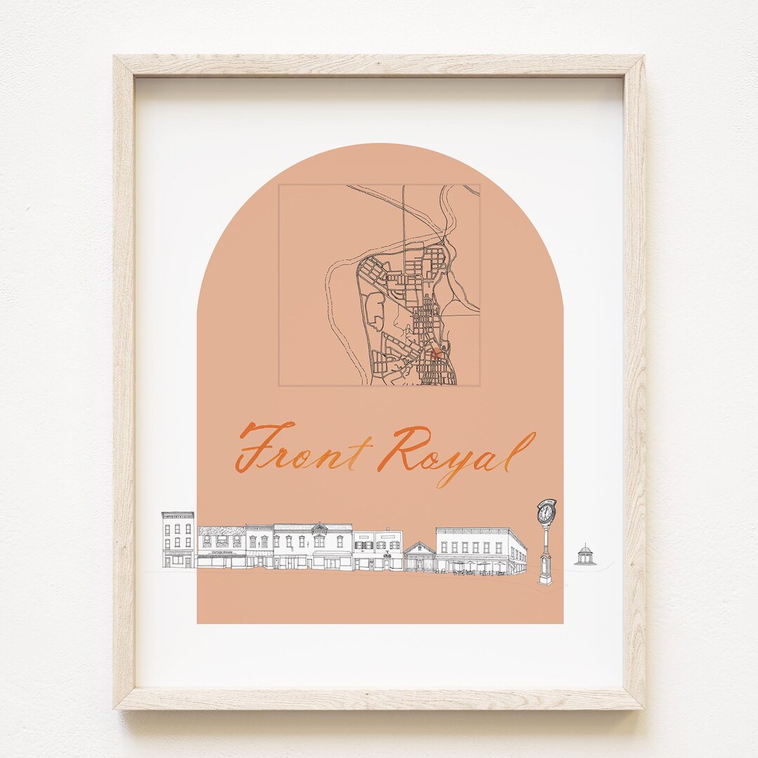 FRONT ROYAL Streetscape + Map Drawing East Main Street VIRGINIA City ...