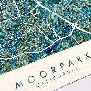 MOORPARK Map Urban Fabric Watercolor Texture Painting CALIFORNIA City ...