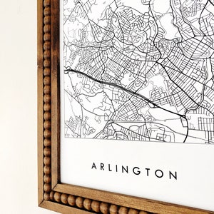 ARLINGTON Street Map MASSACHUSETTS City Map Drawing Black and White ...