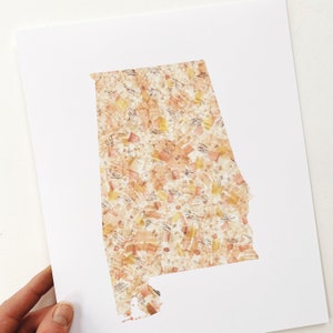 ALABAMA State Map Urban Fabric Watercolor Texture Painting USA (art ...