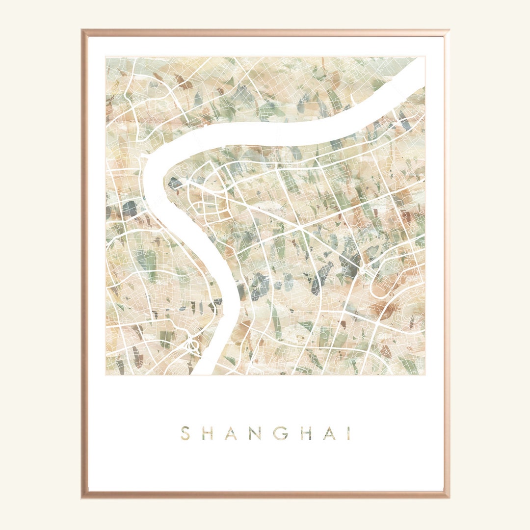 SHANGHAI Map Street Map CHINA City Map Drawing Black and White art ...