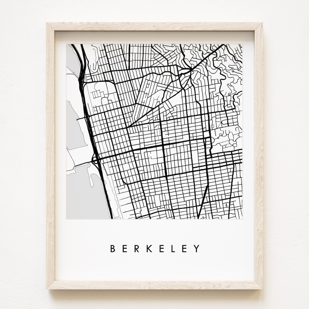 BERKELEY California Map Street Map Drawing Black and White (art Print ...