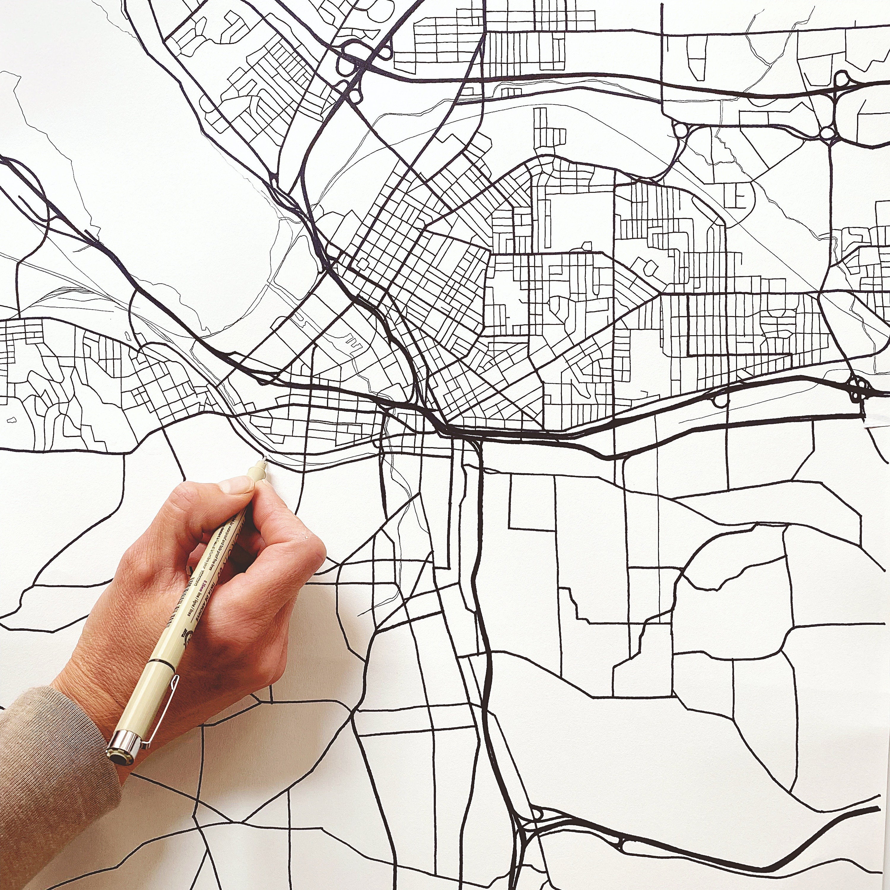 SYRACUSE Map Street Map New York City Map Drawing Black and | Etsy